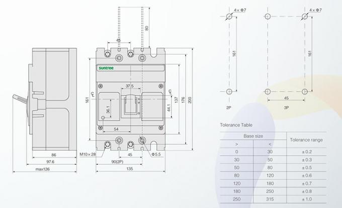 250 Amp 2 Poles DC Molded Case Circuit Breaker